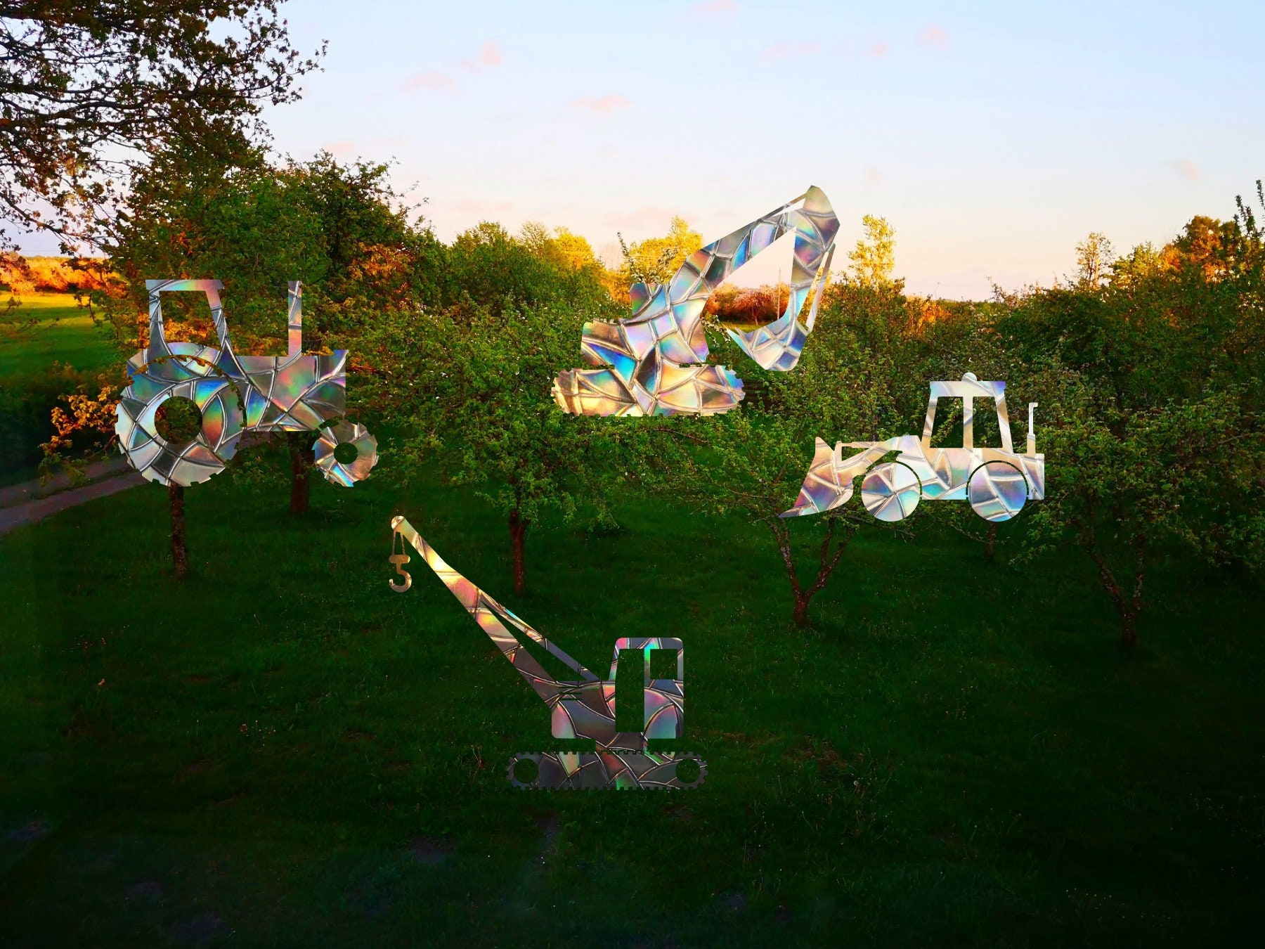Crane Tractor Suncatcher, Excavator Window Decal, Rainbow Maker ...