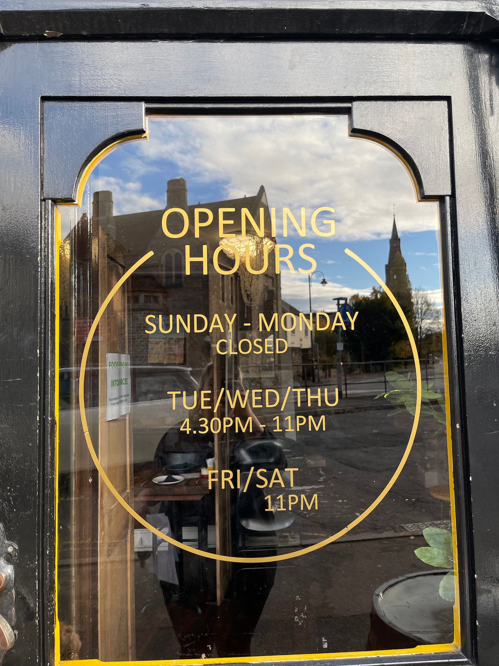 Opening Hours Sign. Gold Lettering Sign, Storefront Hours Sign, Store ...