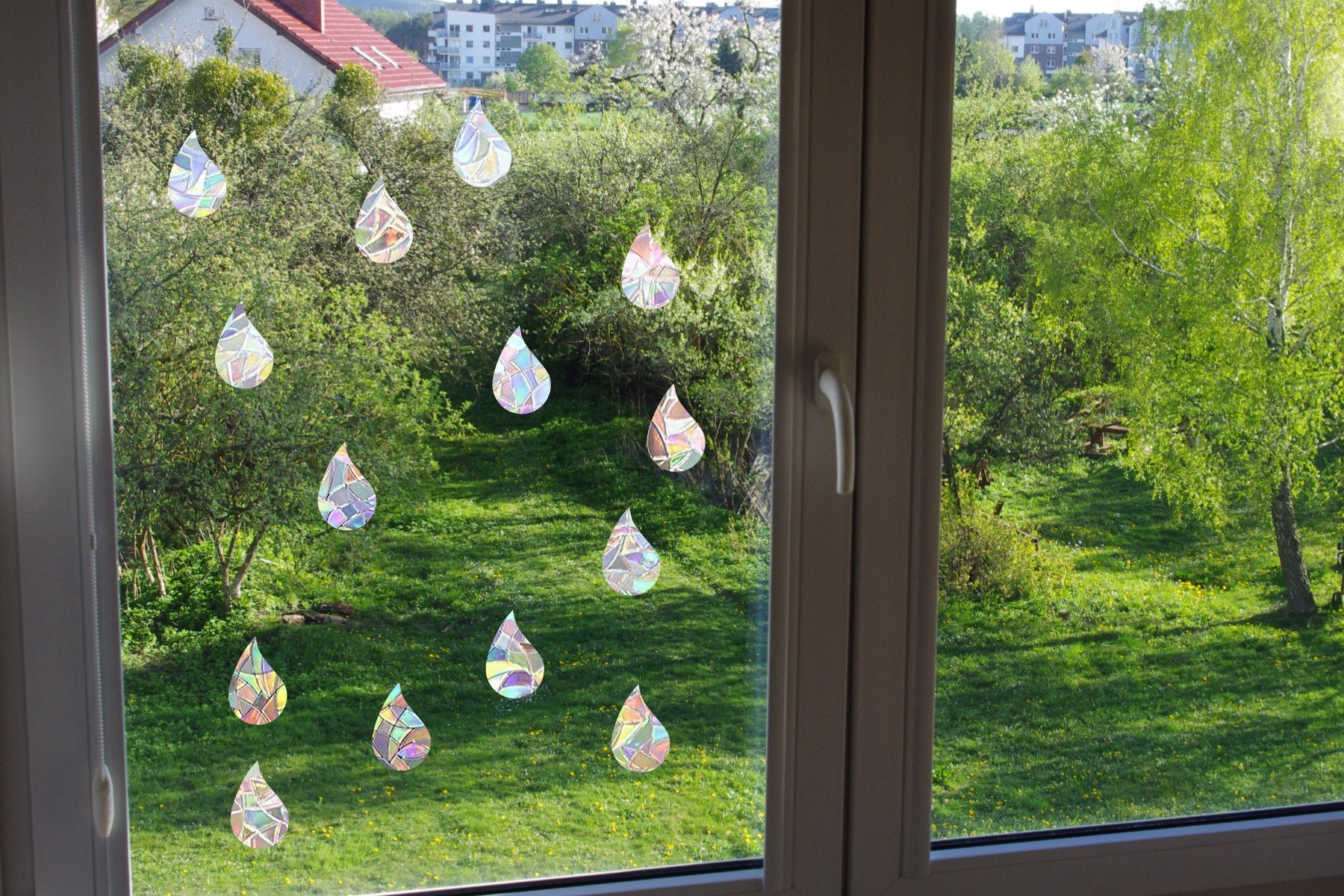 14 Raindrops Suncatchers, Rain Window Decal, Rainbow Maker, Suncatcher ...