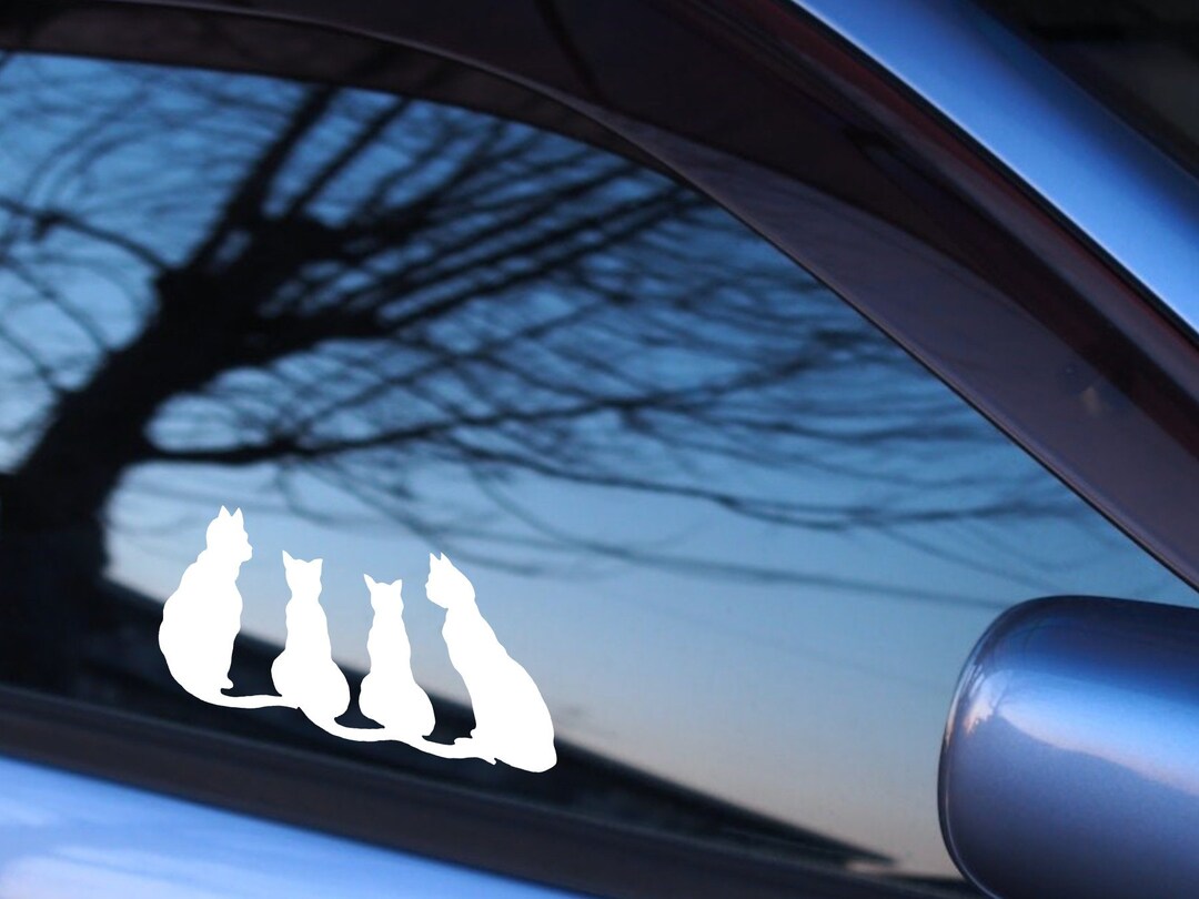 Cats Decal, Cats Sticker, 4 Sitting Cats Bumper Sticker, Gift for Cat ...