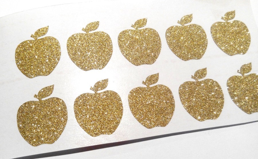 20 glitter apple stickers apple planner stickers apple | Etsy