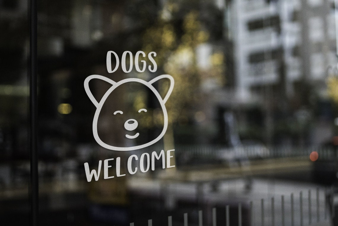 Dogs Welcome Storefront window decal Pet Friendly Business - Etsy 日本