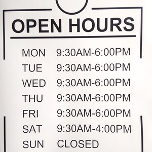 Custom Open Hours Sign, Customizable Sign, Store Opening Times, Open ...