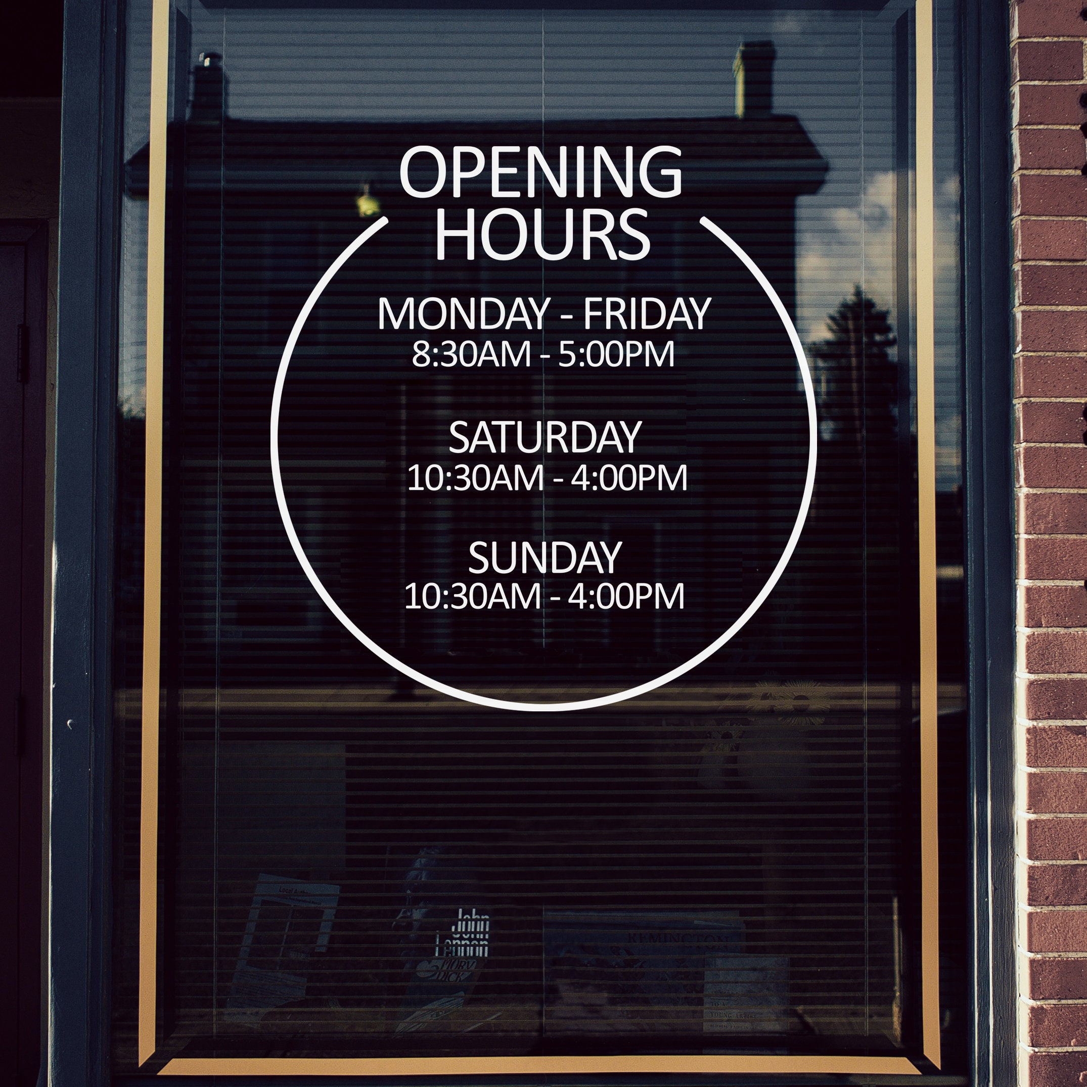 Opening Hours Sign. Gold Lettering Sign, Storefront Hours Sign, Store ...
