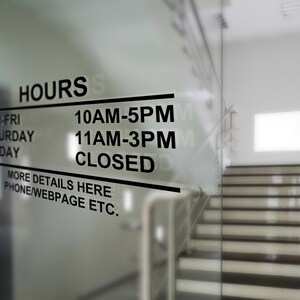 Customizable Business Hours Sign, Custom Store Front Sign, Custom Open ...