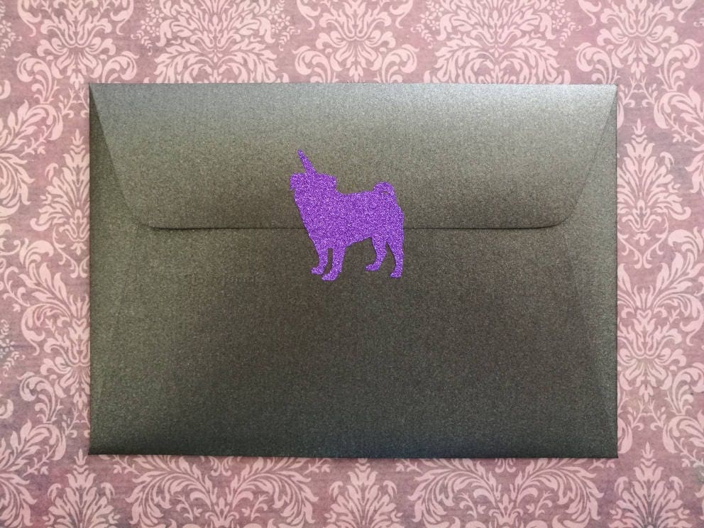 20 Pug Stickers, Glitter Unipug Envelope Seals, Glitter Decor for ...