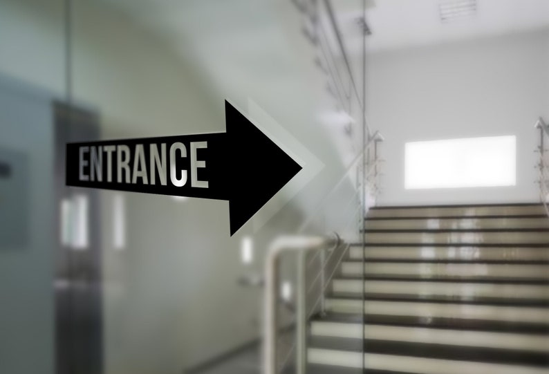 Entrance Arrow Decal Entrance Direction Sticker Pointing - Etsy