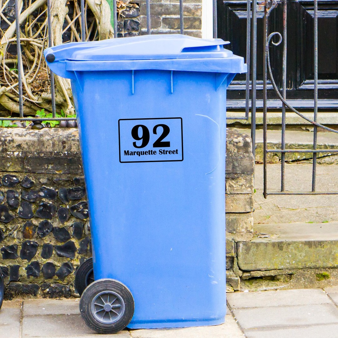 Wheelie Bin Decal, Garbage Bin Sticker, Wheelie Bin Number, Address ...