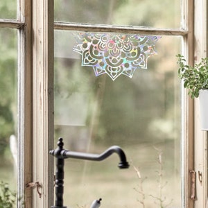 Half Mandala Suncatcher, Mandala Window Decal, Rainbow Maker ...