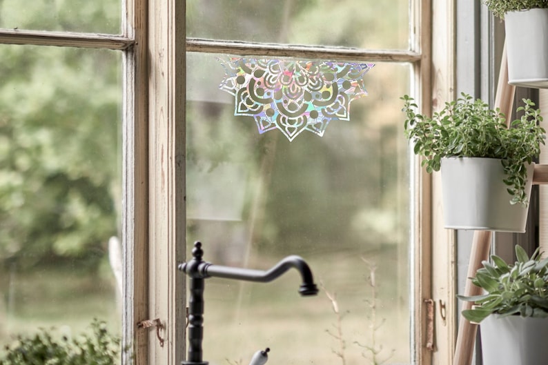 Half Mandala Suncatcher, Mandala Window Decal, Rainbow Maker ...