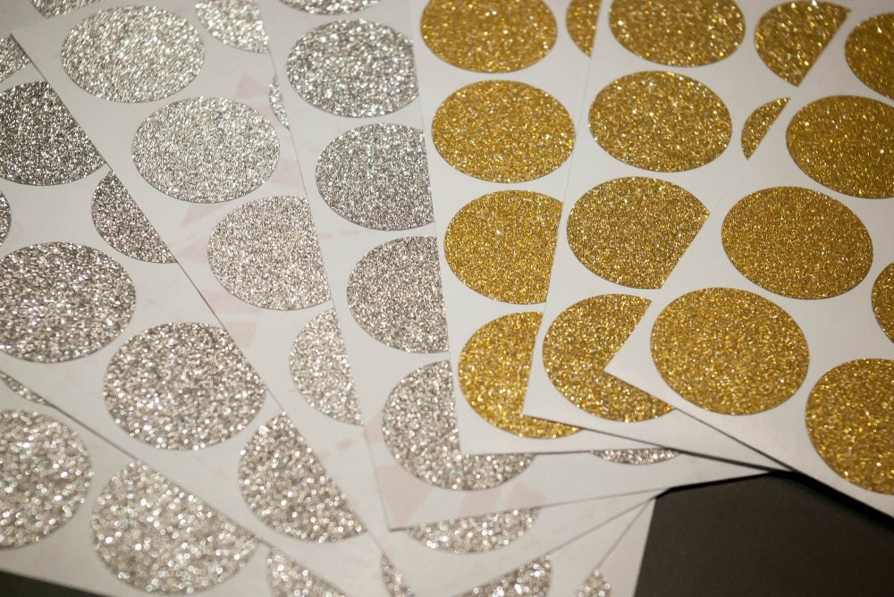 100 Gold/silver/copper Glitter Polka Dot Stickers Glitter | Etsy