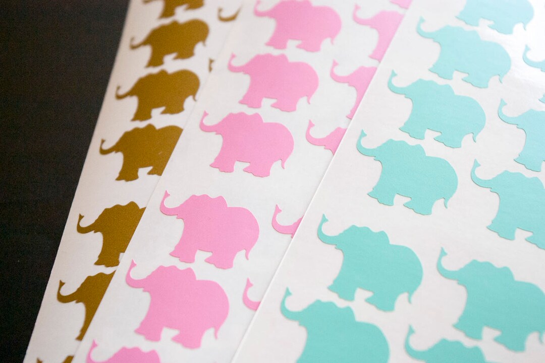 30 Gold Elephant Stickers, Elephant Wall Decal, Safari Theme Birthday ...