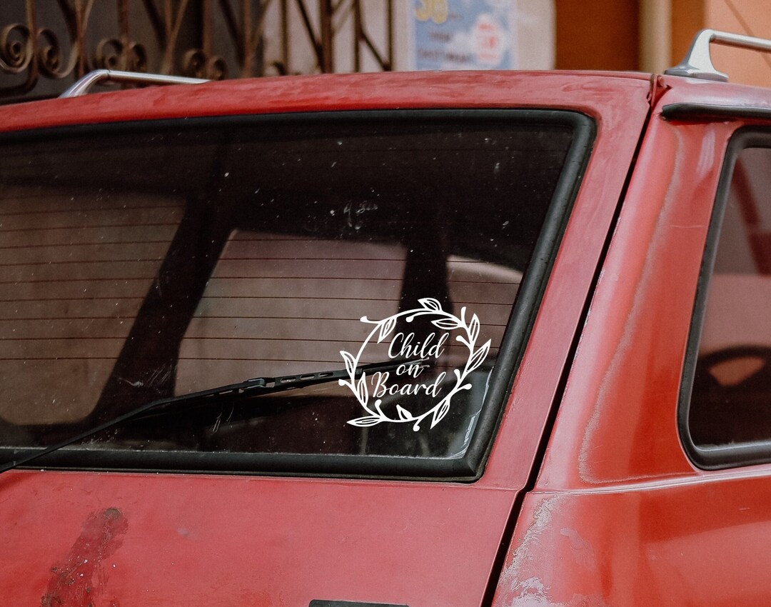 Child on Board Sticker, Kids on Board Decal, Floral Wreath Car Decals ...