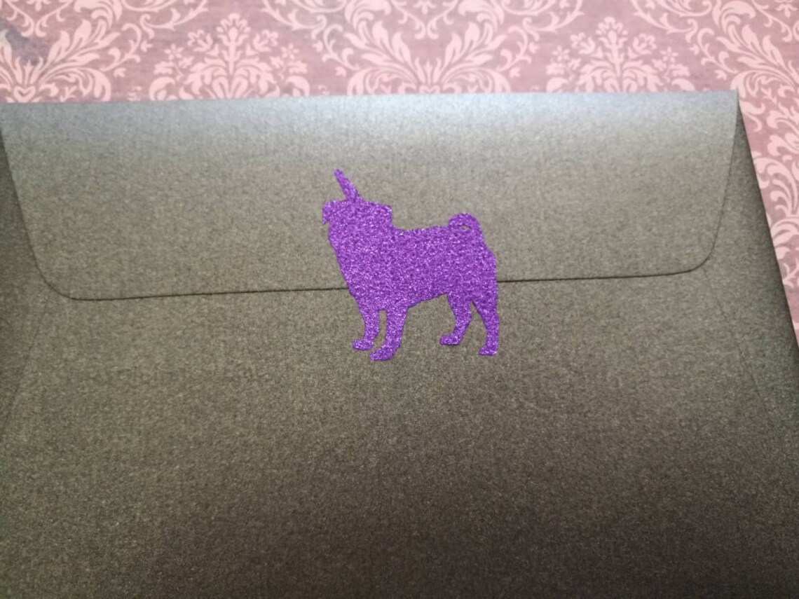 20 Pug Stickers, Glitter Unipug Envelope Seals, Glitter Decor for ...