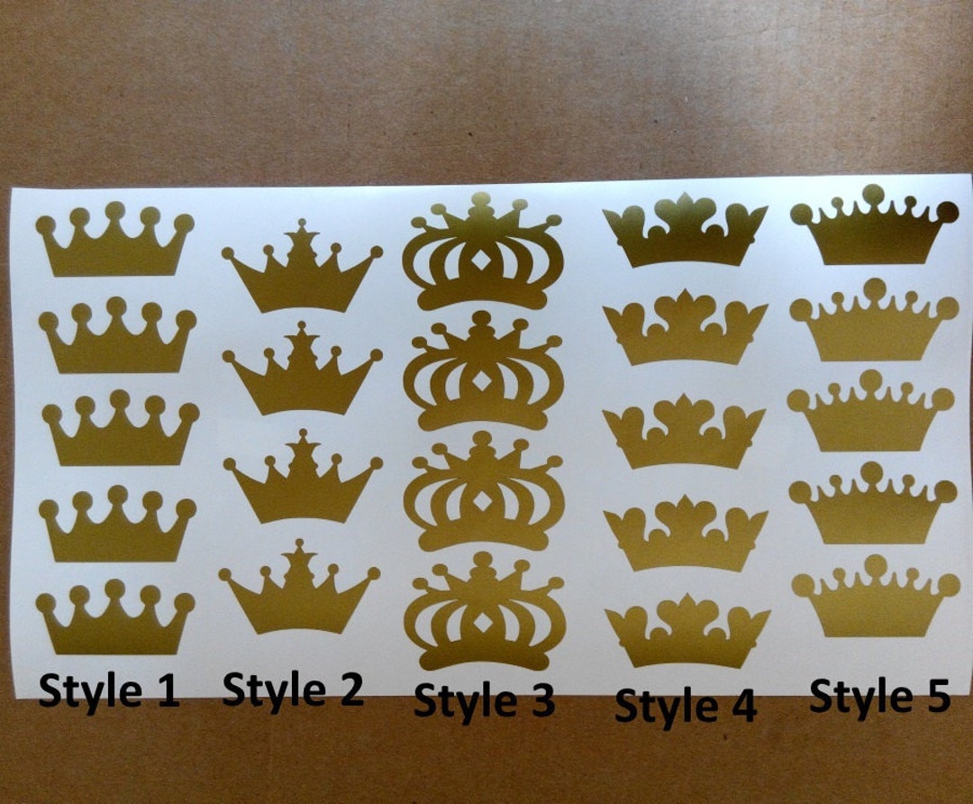 20 Gold Crown Stickers, Vinyl Stickers, Gold Envelope Seals, Princess ...