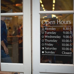Salon Business Hours Decal, Storefront Sticker Sign, Custom Open Hours ...