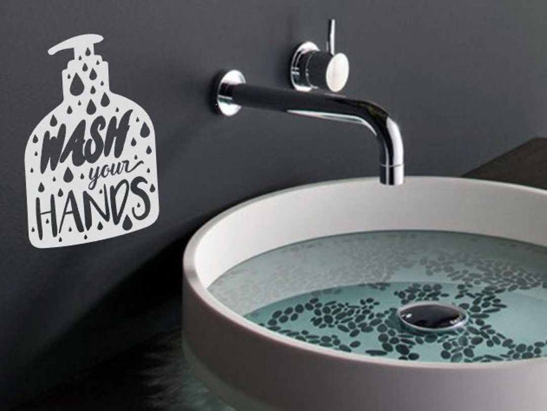 Wash Your Hands Sticker, Wash Hands Reminder Bathroom Decal, Wash Hands ...