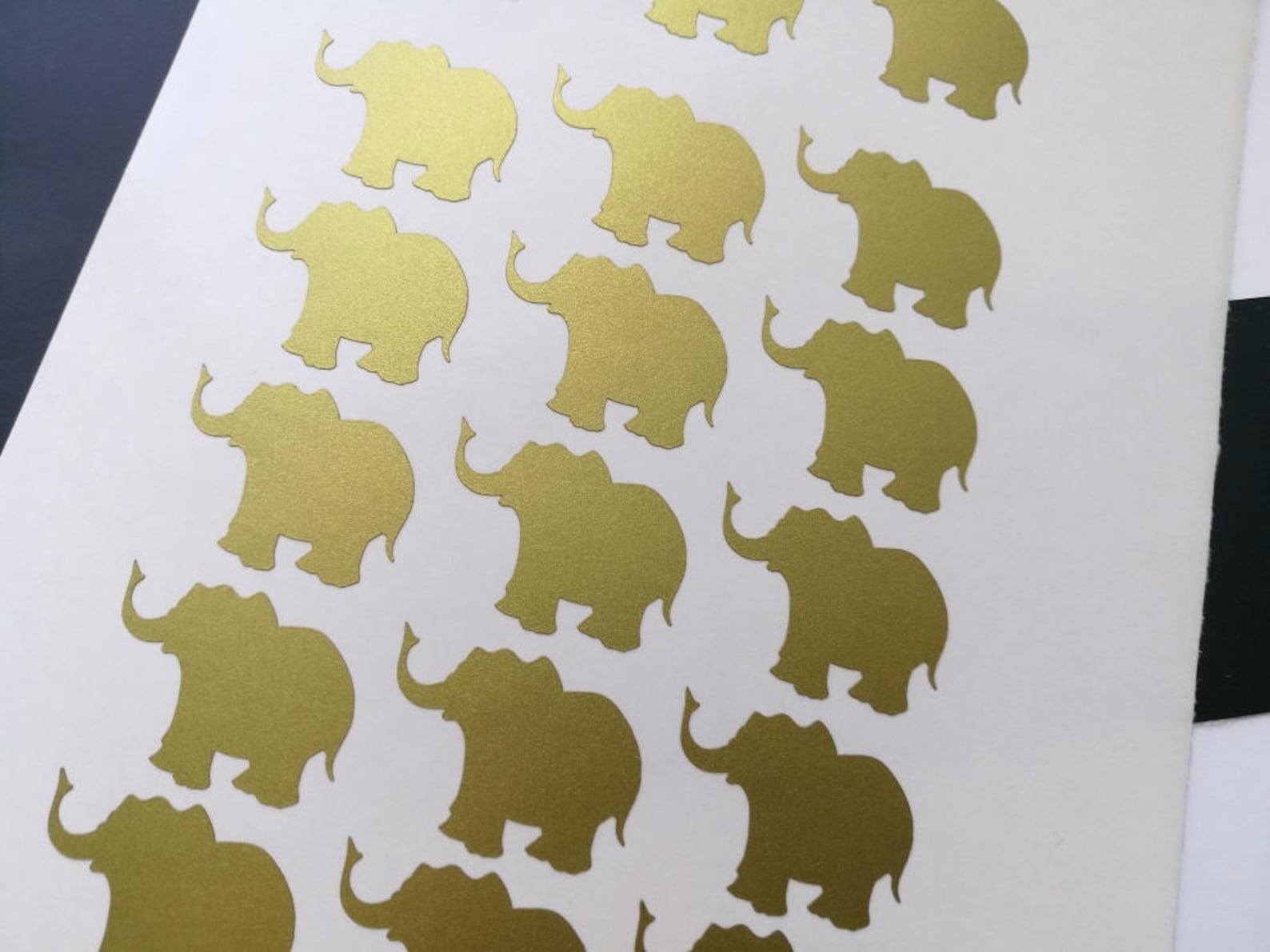 30 Gold Elephant Stickers, Elephant Wall Decal, Safari Theme Birthday ...