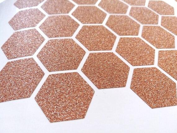 12 rose gold hexagon stickers glitter envelope seals wedding | Etsy