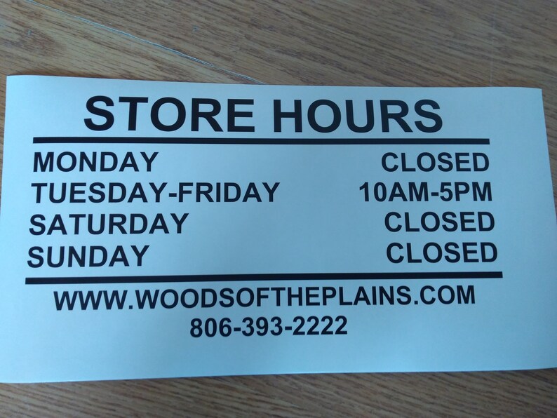 Customizable Business Hours Sign, Custom Store Front Sign, Custom Open ...
