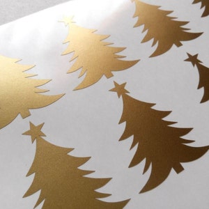 20 Gold Christmas Tree Stickers, Holiday Stickers, Christmas Envelope ...