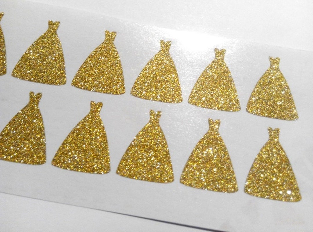 20 Glitter Wedding Dress Stickers, Bachelorette Party Stickers, Wedding ...