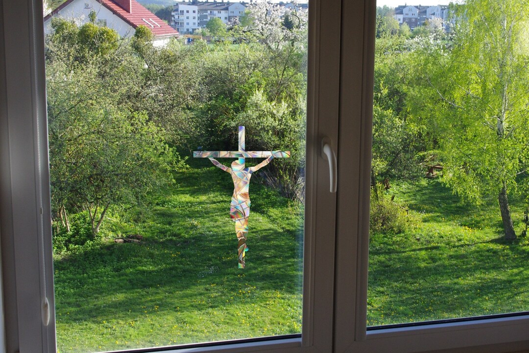 Jesus Christ Suncatcher, Christian Window Decal, Rainbow Maker ...