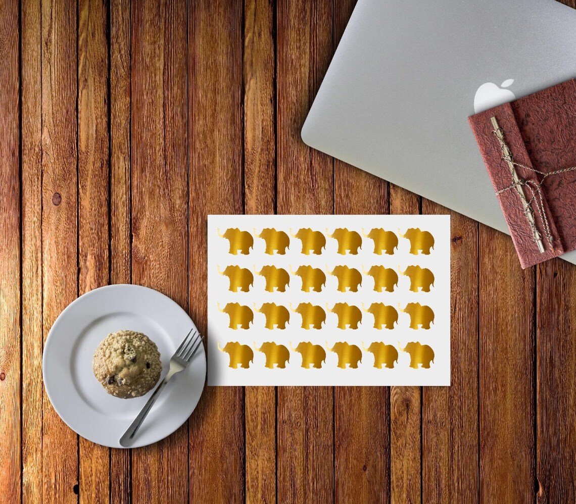 30 gold elephant stickers elephant wall decal safari theme | Etsy