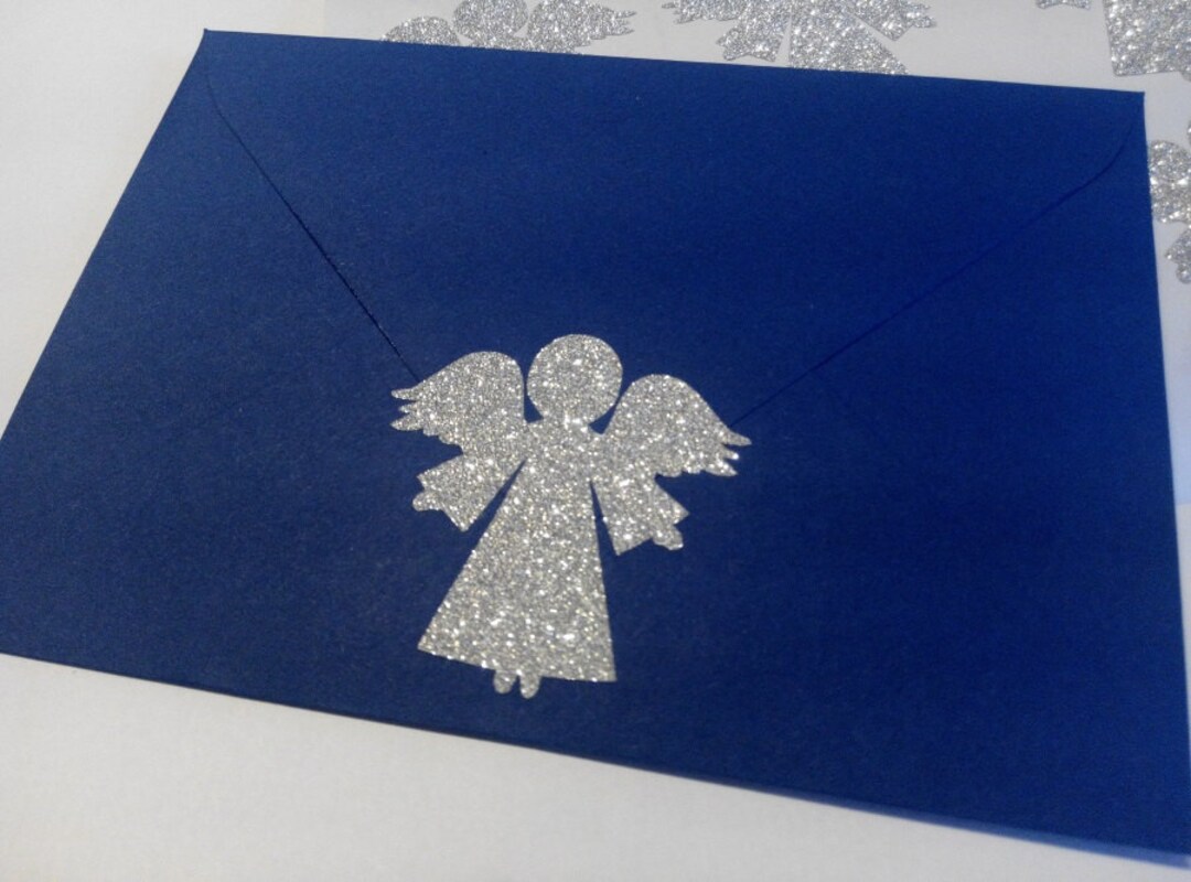 20 Glitter Gold or Silver Christmas Angel Stickers, Holiday Envelope ...