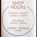 Opening Hours Sign. Gold Lettering Sign, Storefront Hours Sign, Store ...