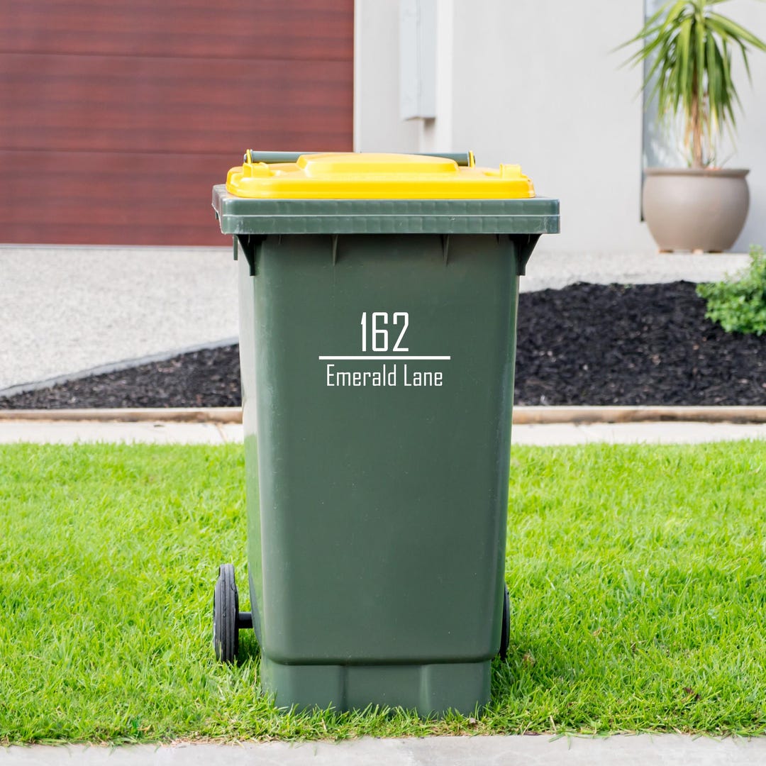 Wheelie Bin Decal, Garbage Bin Sticker, Wheelie Bin Number, Address ...