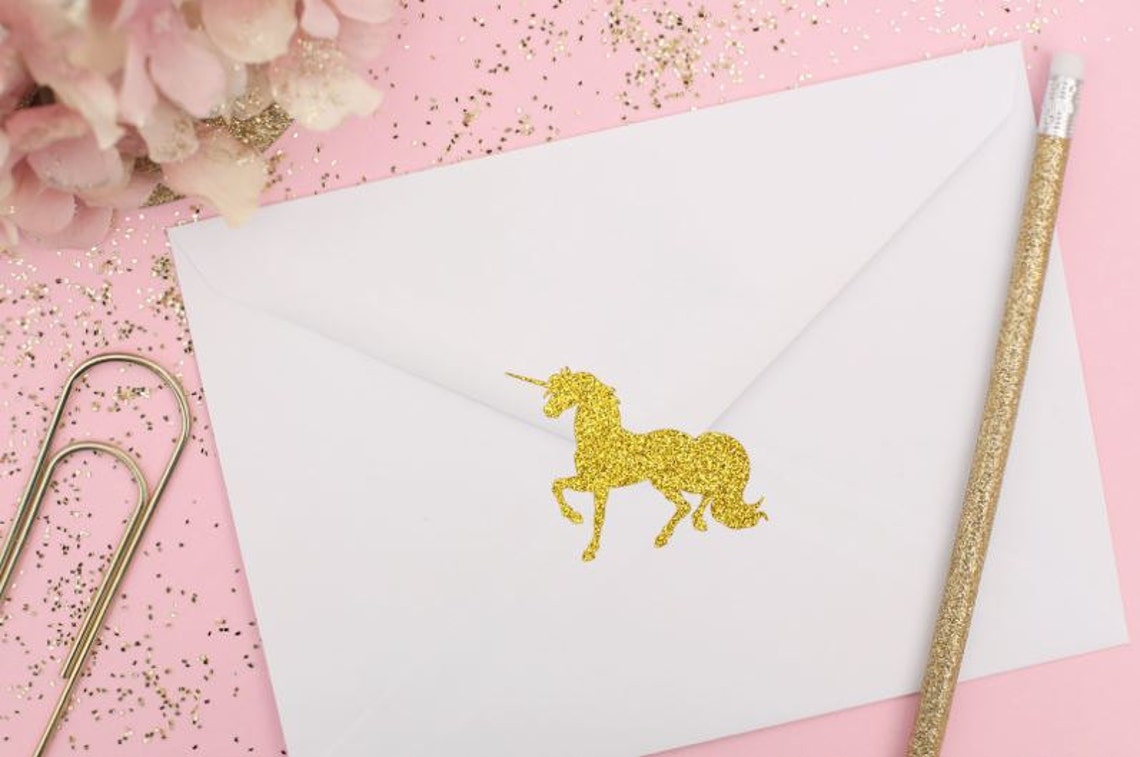 20 Unicorn Stickers, Unicorn Party Decor, Unicorn Birthday, Gold ...