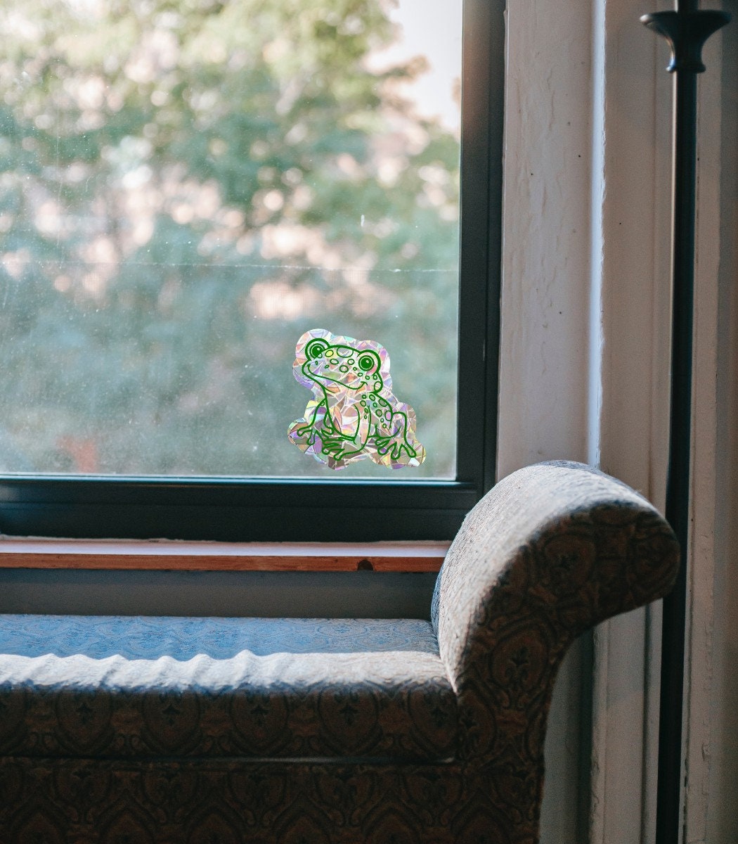 Frog Suncatcher Cute Frog Window Decal Window Cling Rainbow | Etsy