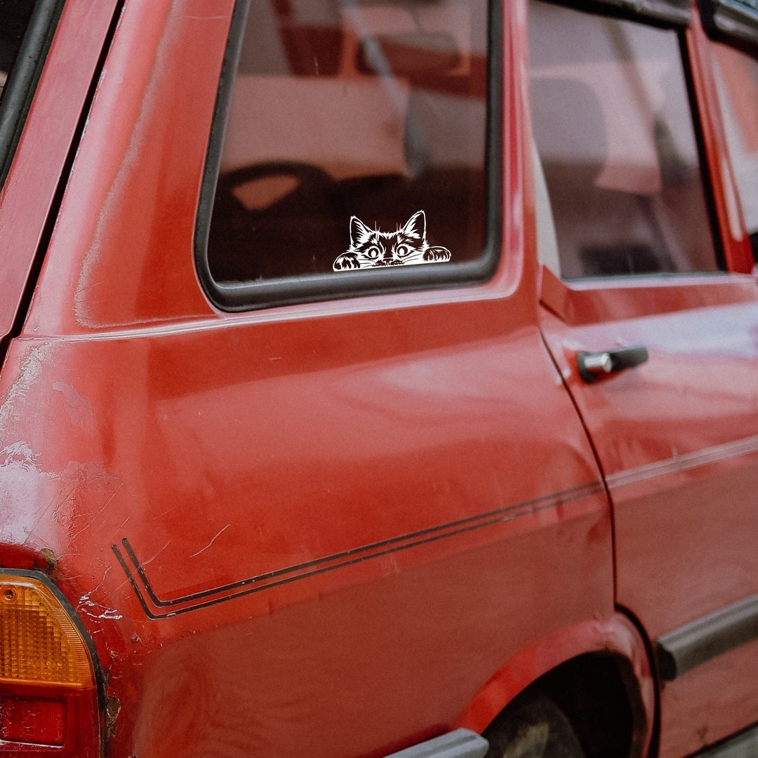 Peeking Cat Car Decal, Cat Sticker, Car Window Decals, Bumper Sticker ...