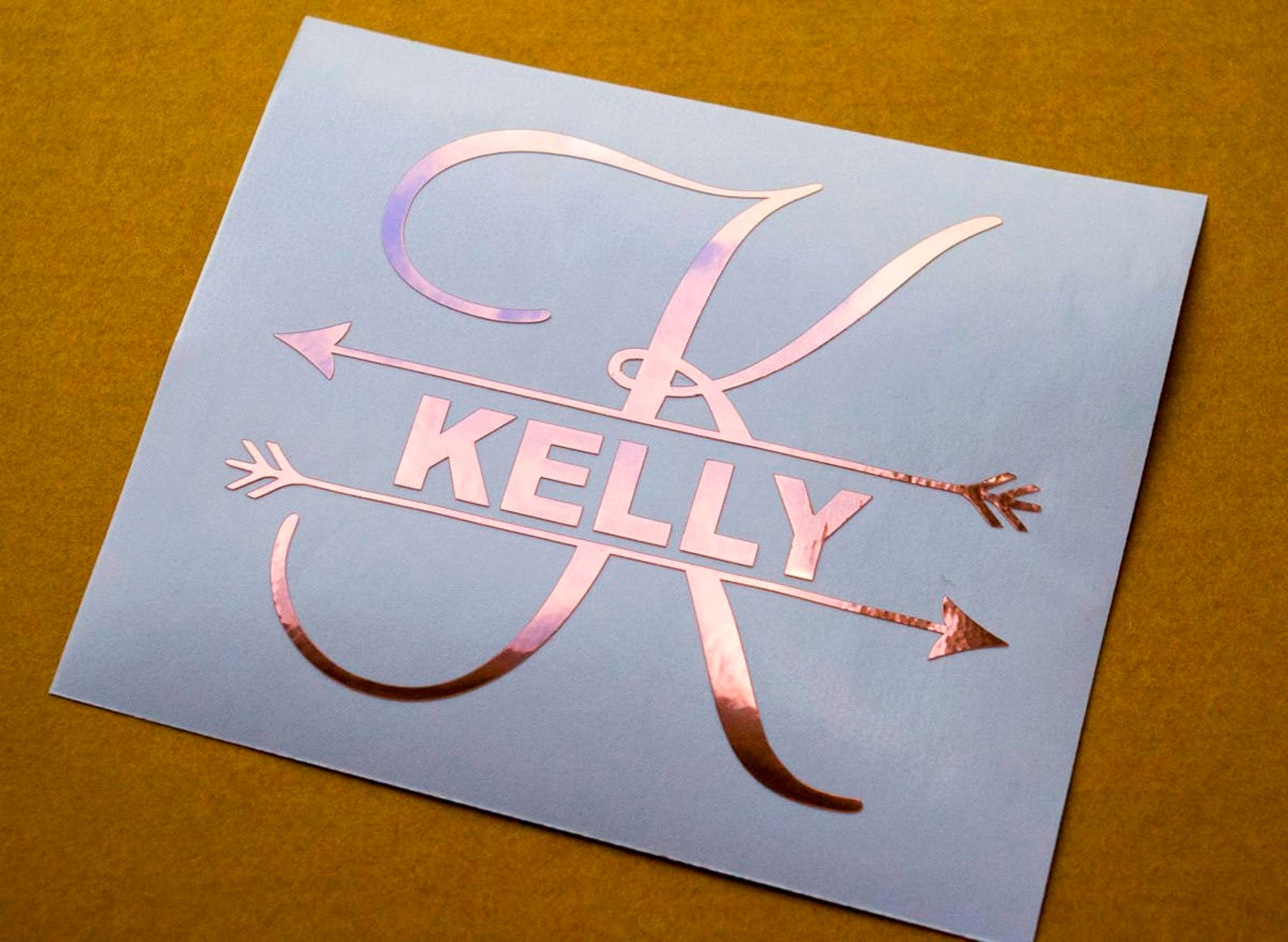 Rose Gold Name Decal, Gold Foil Custom Monogram, Rose Gold Custom Name ...