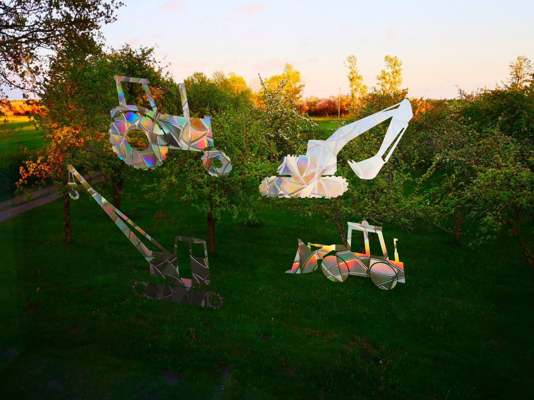 Crane Tractor Suncatcher, Excavator Window Decal, Rainbow Maker ...