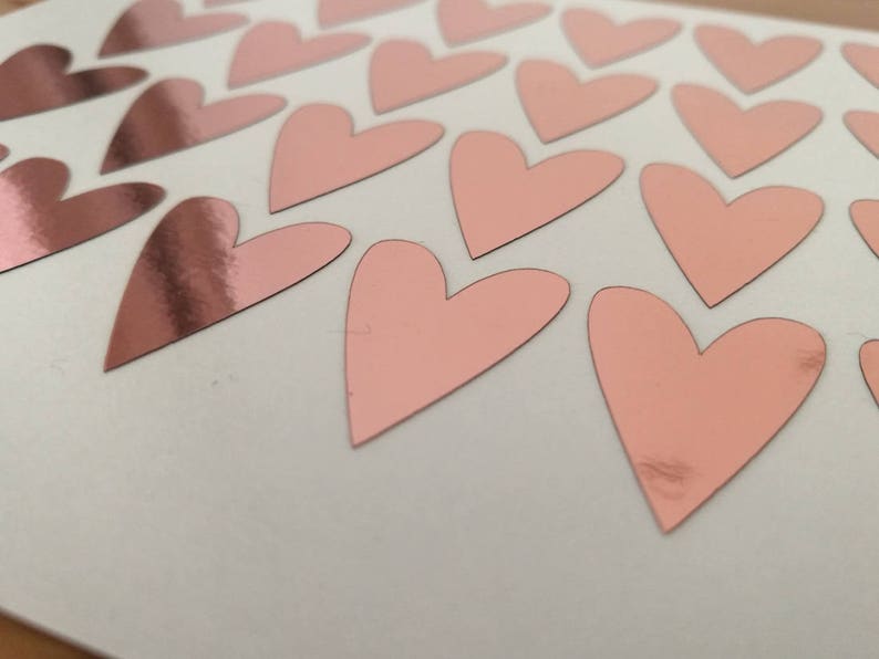 20 rose gold foil heart stickers gold foil envelope seals | Etsy