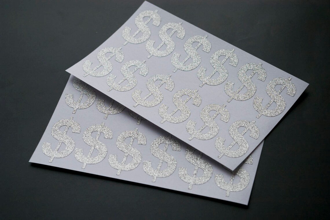 24 Dollar Sign Glitter Stickers Cash Stickers Gold Envelope - Etsy