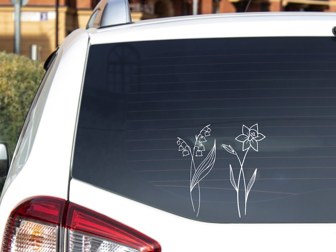 Custom Birth Flower Decal, Personalized Birth Month Flower Sticker ...