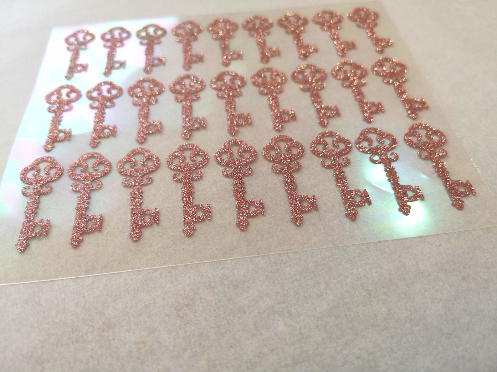 24 Rose Gold Key Stickers, Glitter Envelope Seals, Wedding Invitation ...