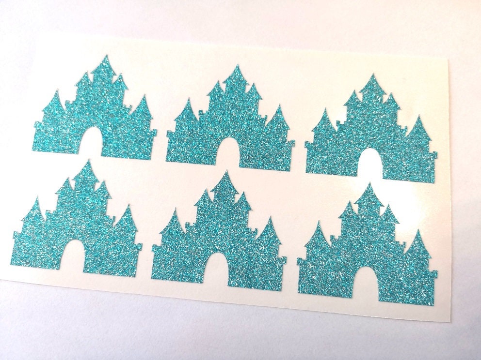 20 Castle Stickers Glitter Castle Labels Princess Party | Etsy