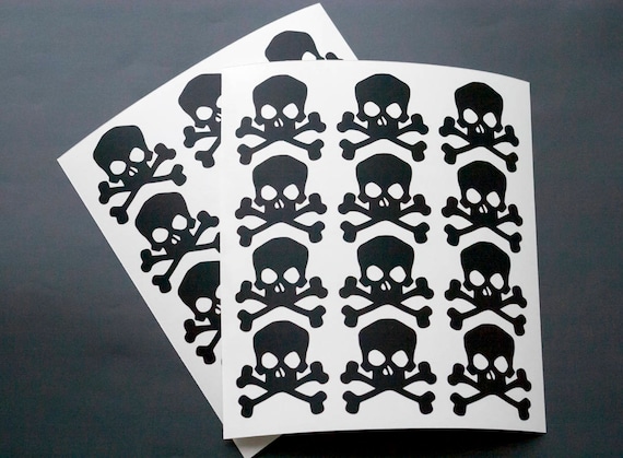 24 Skull Stickers Vinyl Party Stickers Pirate Themed Party | Etsy