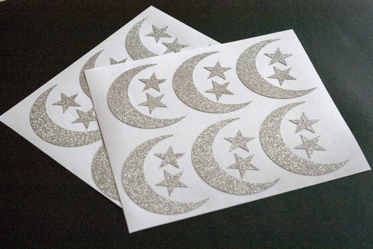 Moon and Stars Stickers, Glitter Envelope Seals, Glitter Star Labels ...