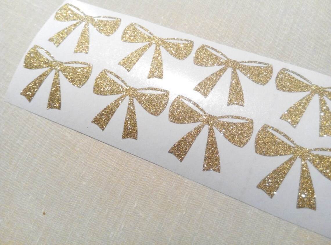 20 Glitter Bow Stickers Baby Shower Decor Birthday | Etsy