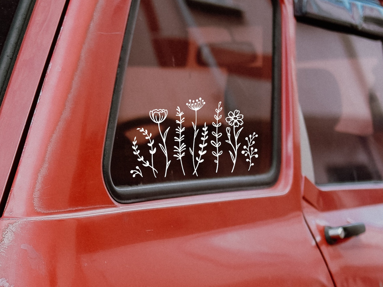 Wildflowers Decal, Car Mirror Sticker, Removable Vinyl Decal for Car ...