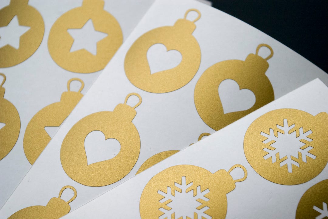 27 Christmas Ornament Stickers, Envelope Seals for Christmas Cards ...