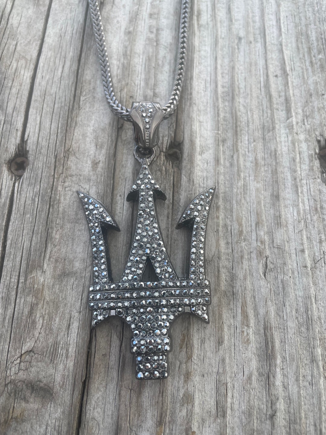 Large 4” Maserati Black| Hematite Pendant & 36” Chain - Etsy