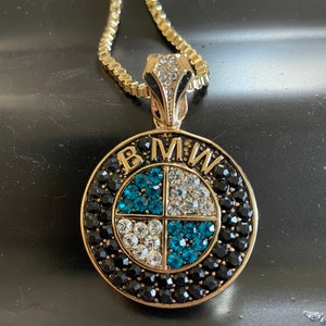 BMW BLUE -14K Gold Plated-black EMBLEM Pendant 1.5” Limited - Etsy