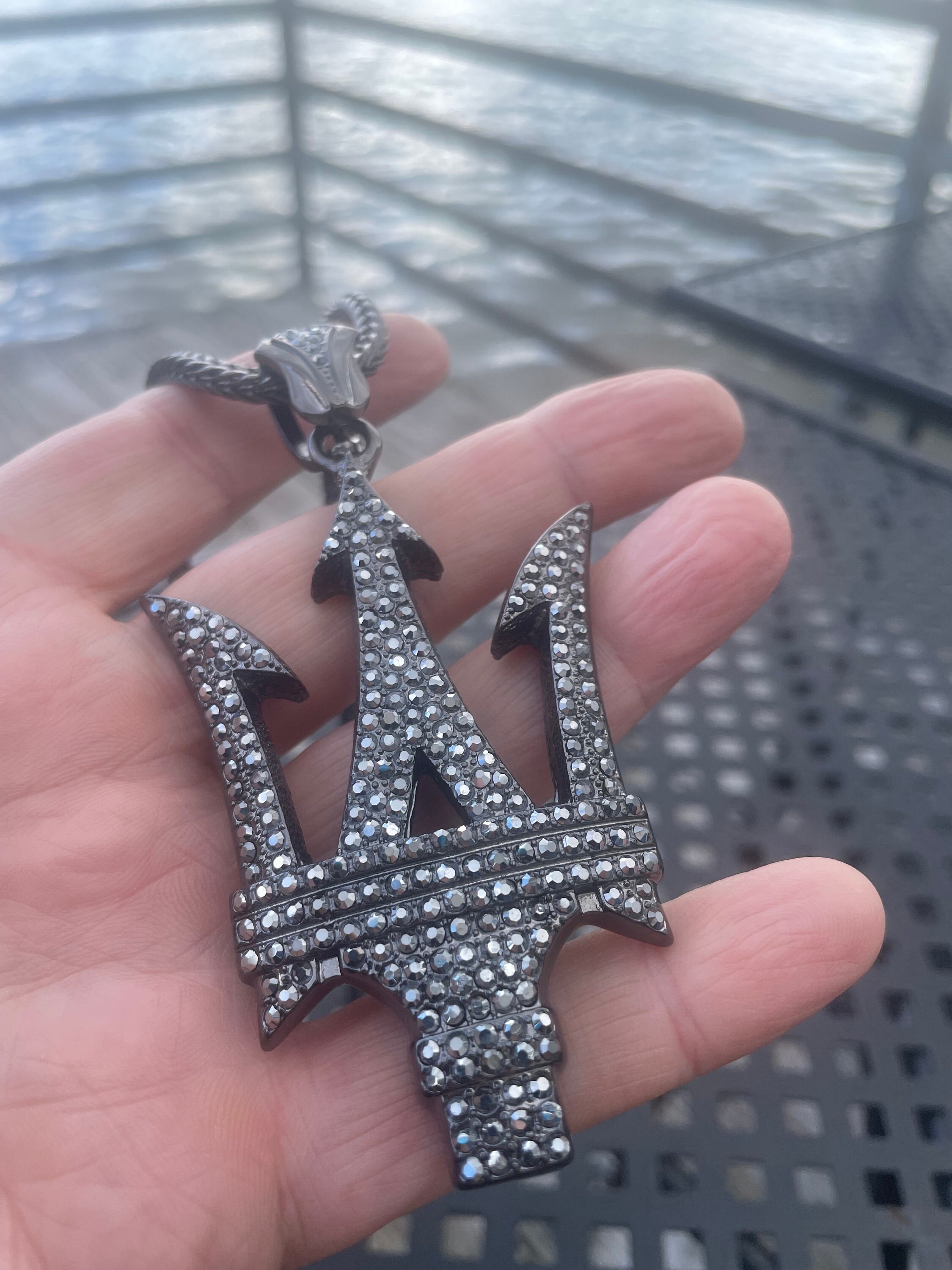 Large 4” Maserati Black| Hematite Pendant & 36” Chain - Etsy