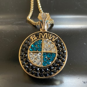 BMW BLUE -14K Gold Plated-black EMBLEM Pendant 1.5” Limited - Etsy